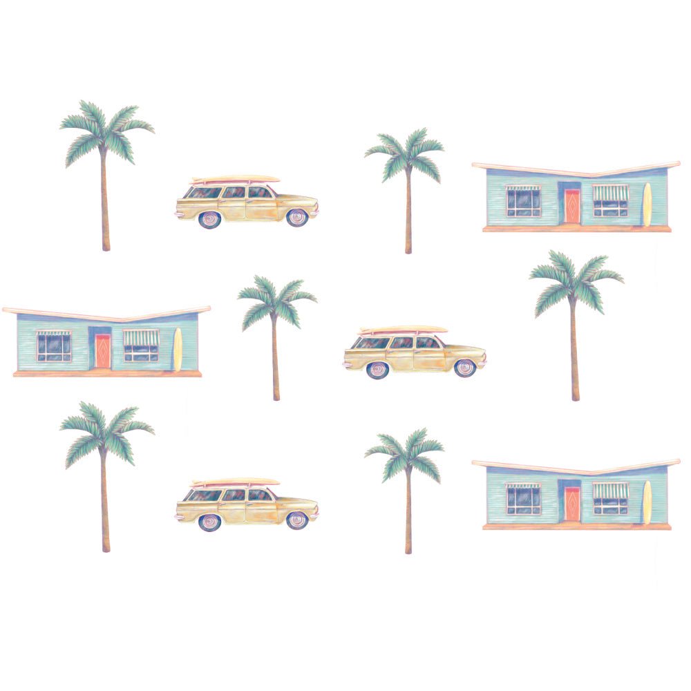 Large Retro Australian Beach Shack Wall Decals - Green – Wondermade