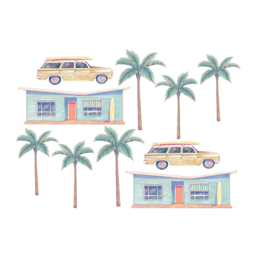Mini Retro Australian Beach Shack Wall Decals - Pink – Wondermade
