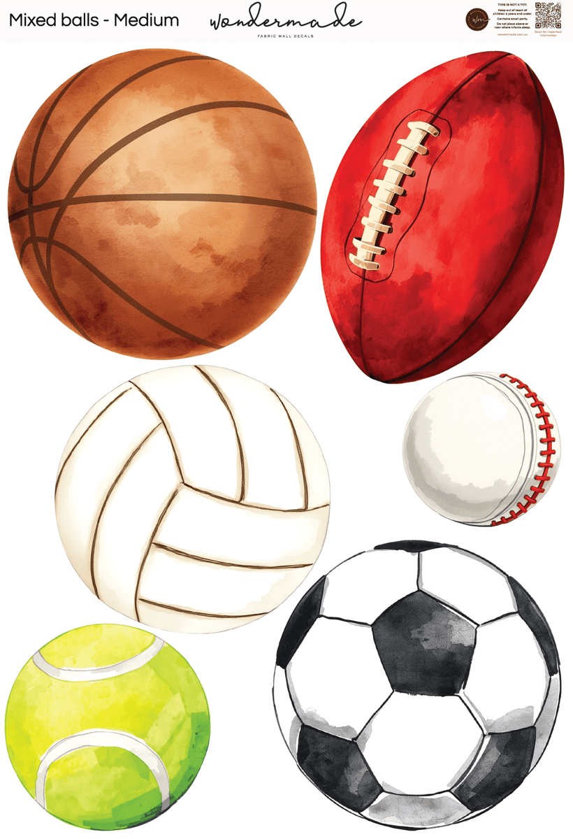 Sports Balls Mixed wall decal pack – Wondermade