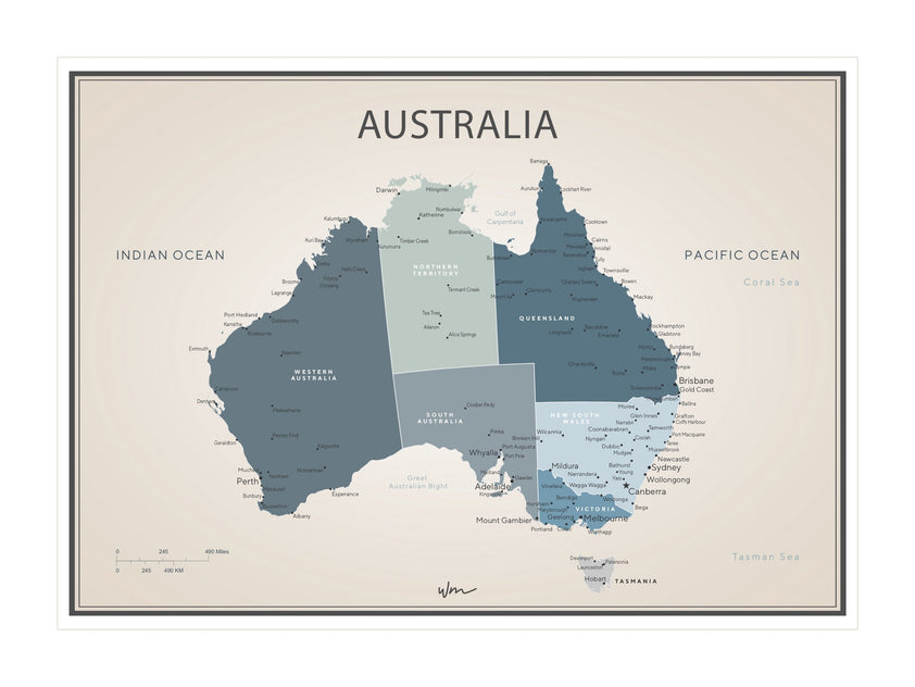 Australia Map poster decal - Several colours. – Wondermade