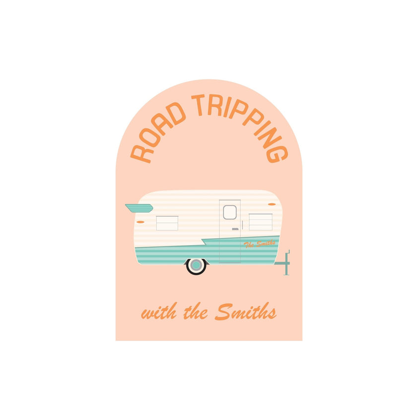 Road Tripping Shasta Caravan arch decal - Personalise with your name ...